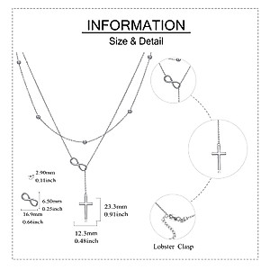 MONGAS Infinity Cross Layered Necklaces 925 Sterling Silver Lariat Y Necklace Christmas Jewelry for Women
