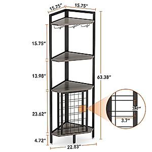 LITTLE TREE Freestanding Floor Bar Shelf Corner Wine Rack, Small, Grey