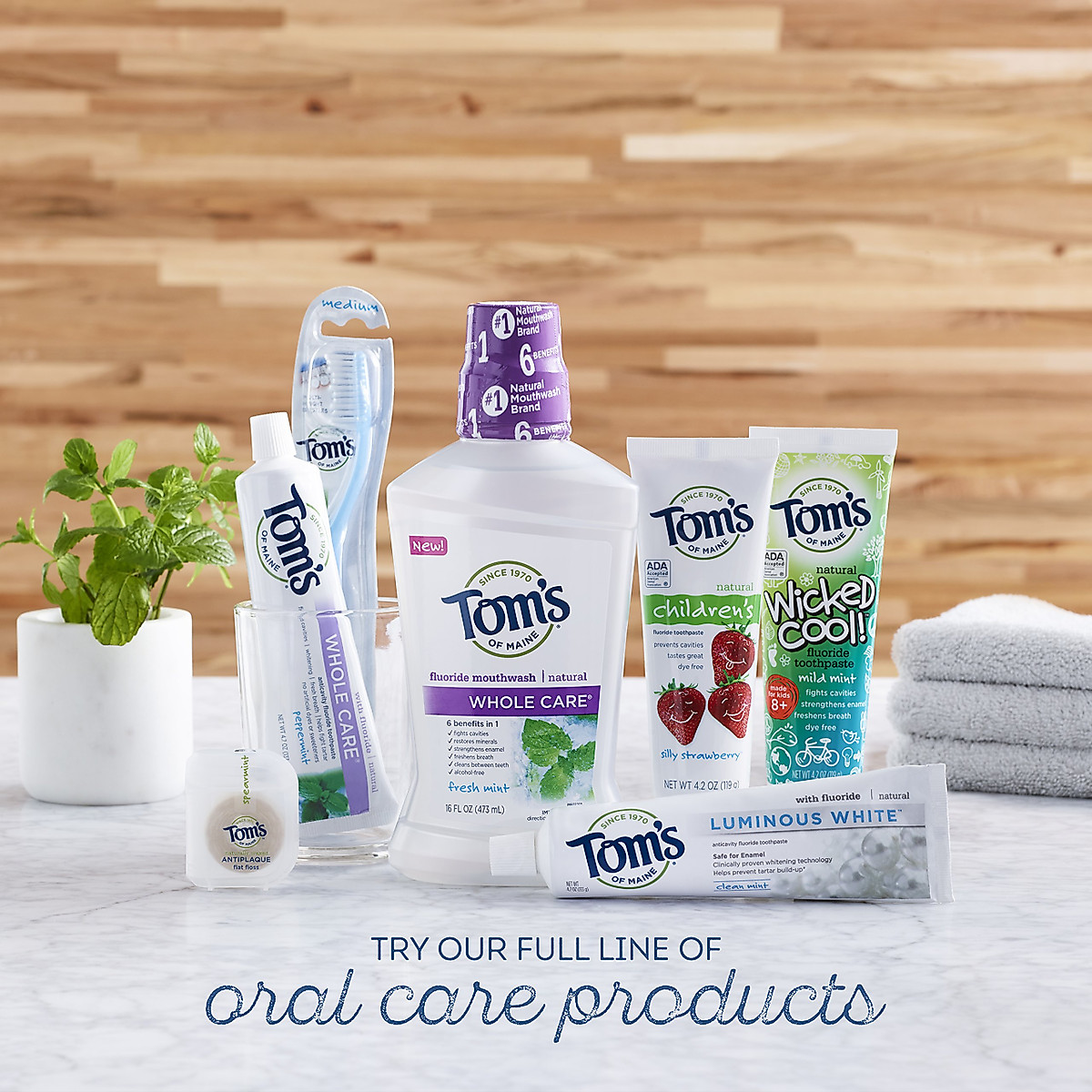 Tom's of Maine Whole Care Fluoride Toothpaste, Natural Toothpaste, Whitening Toothpaste, Spearmint, 4.7 Ounce, 2-Pack