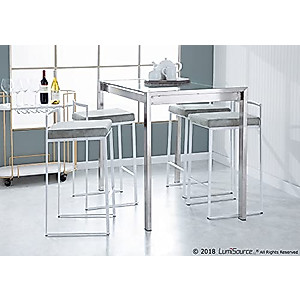LumiSource Fuji Contemporary Counter Table (Stainless Steel, Clear Glass)