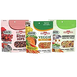 Exotic Nutrition Herbivore Treats (3 Pack) - for Guinea Pigs, Rabbits, Hamsters, Gerbils & More