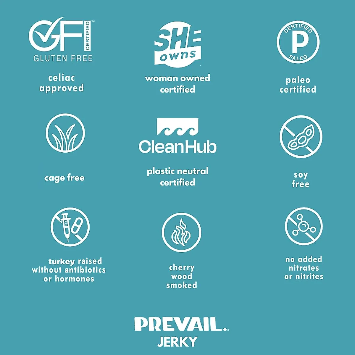 PREVAIL Original Grass-Fed Beef Jerky | Soy Free | 100% Grass-Fed | Gluten Free Snacks | High Protein Snacks | Free of Preservatives | No GMO's | Pack of (3) Bags | 2.25oz