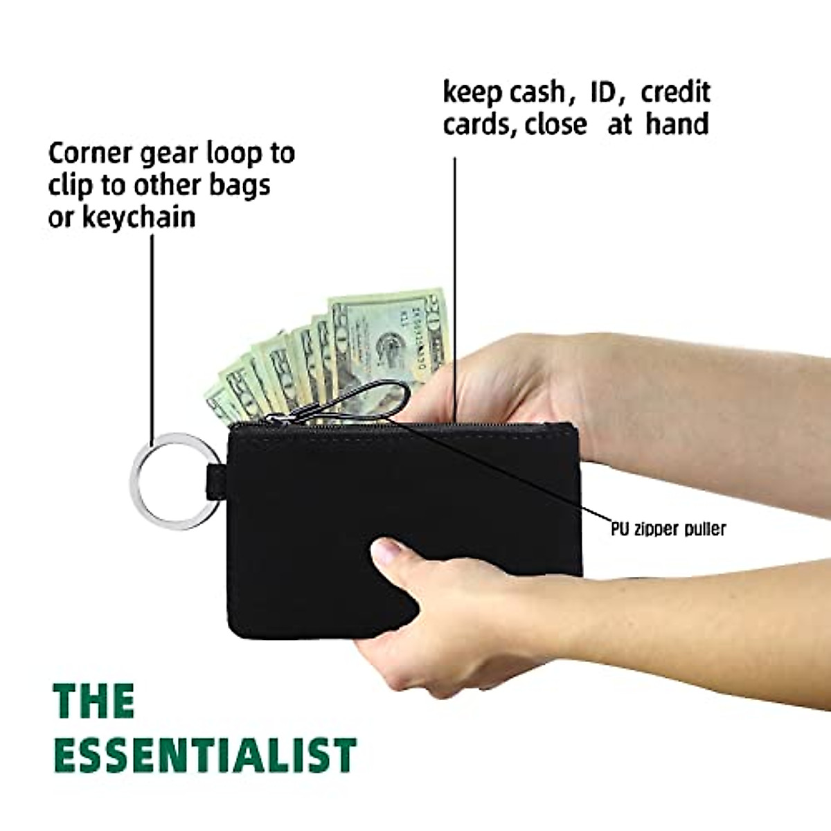 DONGGANGAJI Women's Zip ID Case Wallet Cotton Colorful Patterns Suitable for Ladies Wallet Clutch Coin Purse… (Black-BCD)