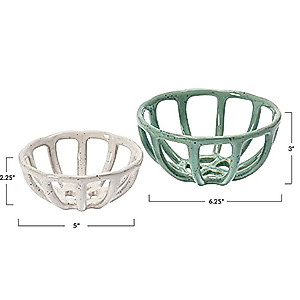 Creative Co-Op S/2 Stoneware Baskets w Reactive Glaze Bowl, Multicolored, 2