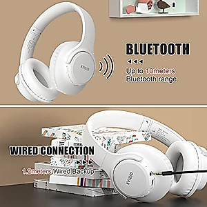 KVIDIO [Updated] Bluetooth Wireless Headphones Over Ear, 65 Hours Playtime with Microphone,Foldable Lightweight Headset with Deep Bass,HiFi Stereo Sound for Travel Work Laptop PC Cellphone