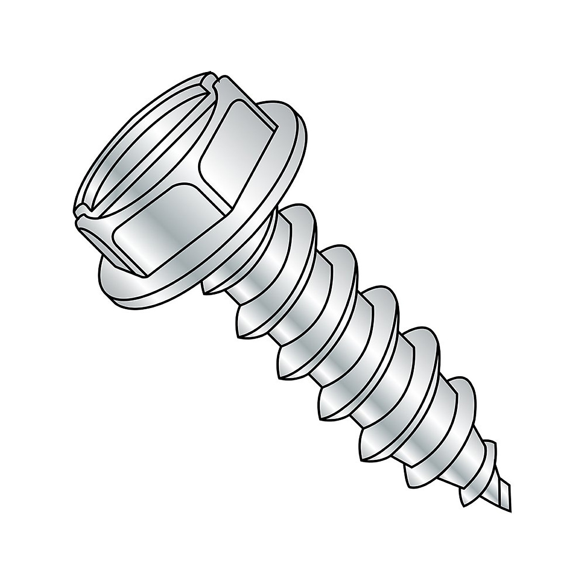 Small Parts 0404ABSW Steel Sheet Metal Screw, Zinc Plated, Hex Washer Head, Slotted Drive, Type AB, #4-24 Thread Size, 1/4" Length (Pack of 100)