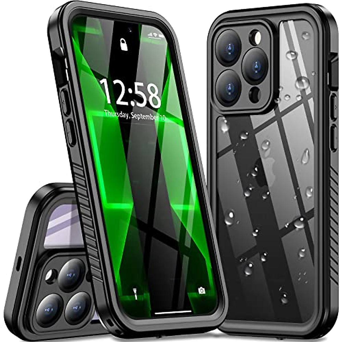 Oterkin for iPhone 14 Pro Max Case Waterproof, iPhone 14 Pro Max Phone Case with Built-in Screen Protector [360°Full Body Protection][12 FT Military Grade] Rugged Case for iPhone 14 Pro Max (Black)