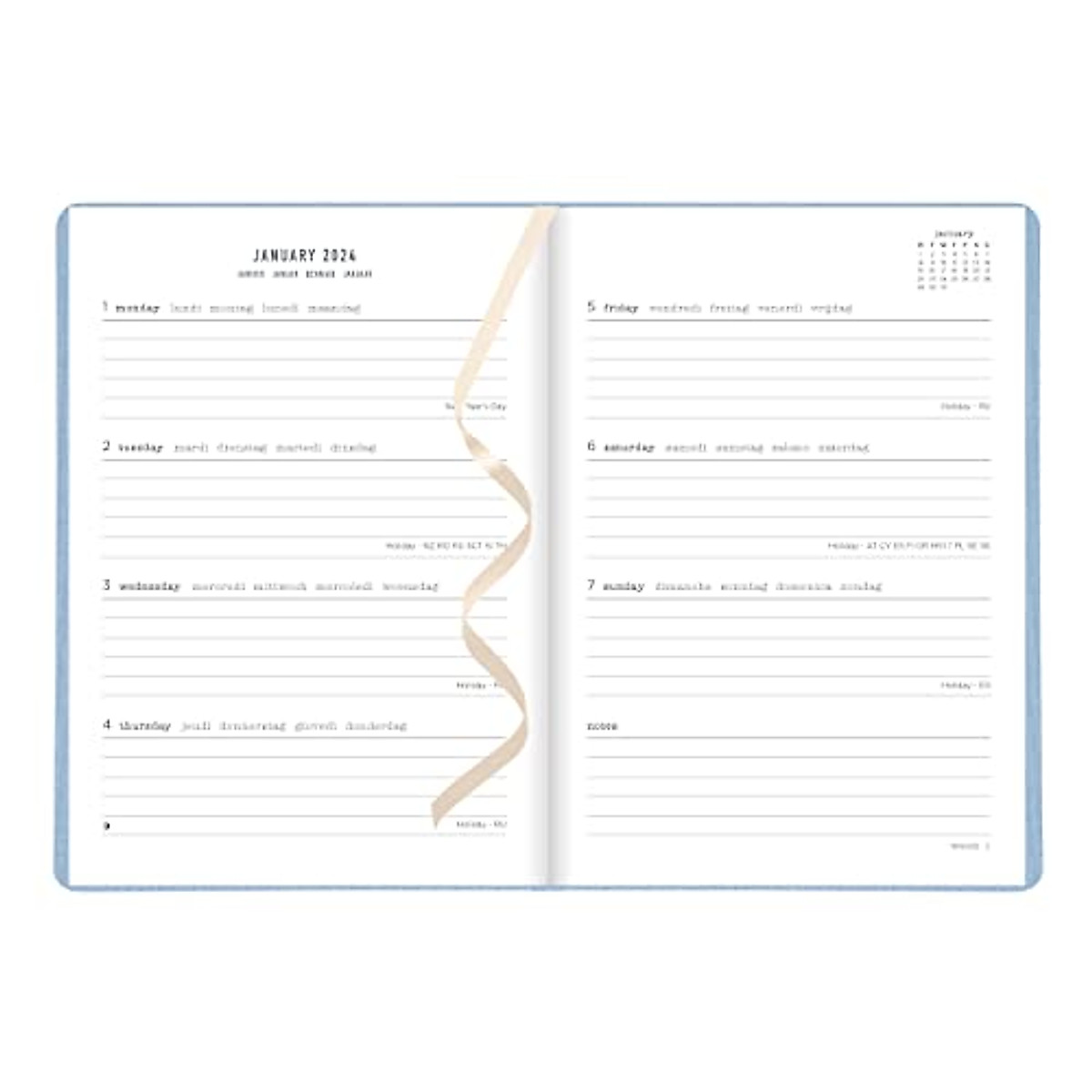Letts of London Zodiac Weekly/Monthly Planner, 12 Months, January to December, 2024, Sewn Binding, A5 Size, 8.25" x 5.875", Multilingual, Sky (C082296-24)