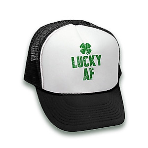 Awkward Styles Lucky AF Mesh Cap St. Patrick's Day Trucker Hats Shamrock Black One Size