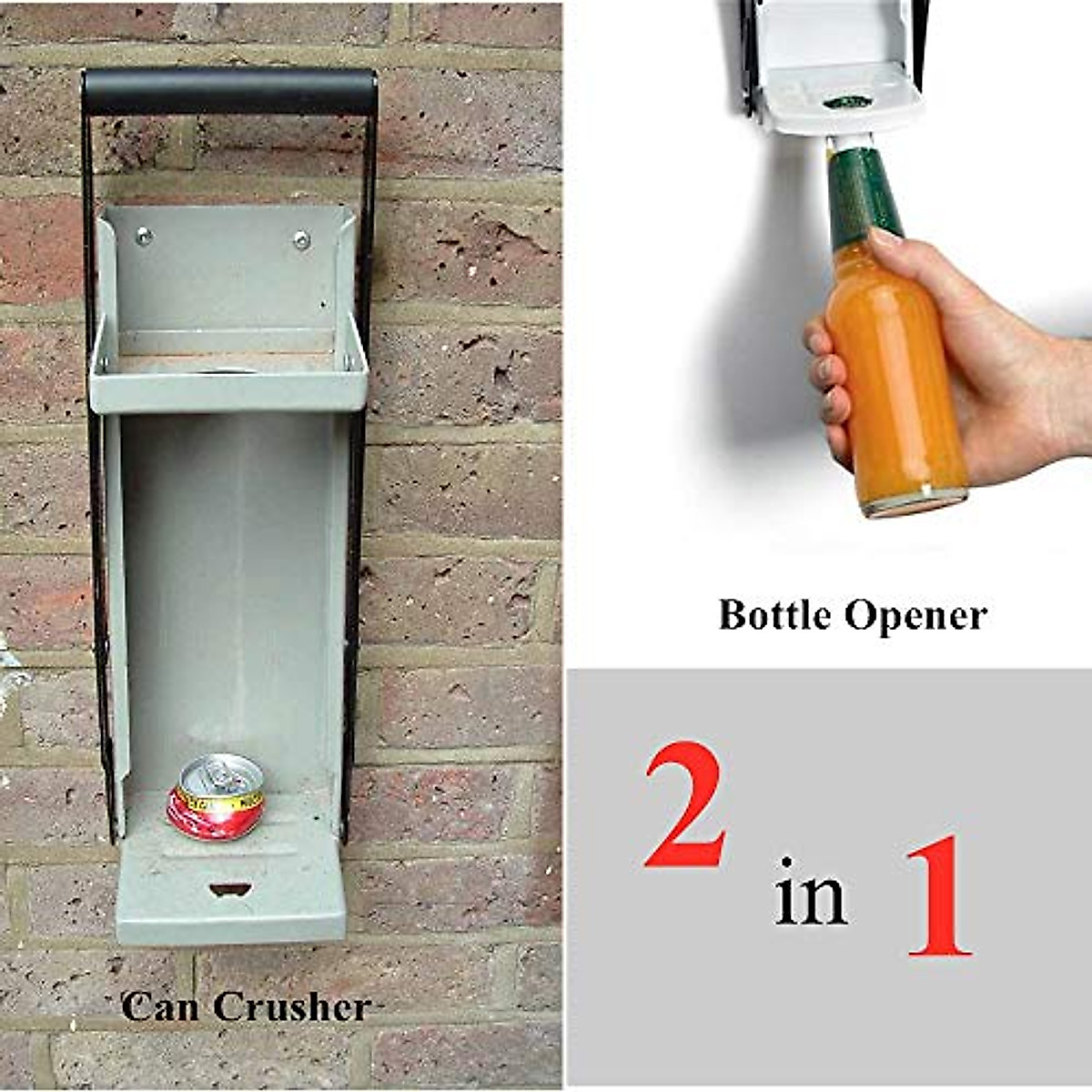 16 oz. Metal Can Crusher/Smasher, Heavy Duty Wall Mounted Aluminum Can Crusher, Crusher Recycling Tool for Seltzer, Soda, Beer Cans with Bottle Opener