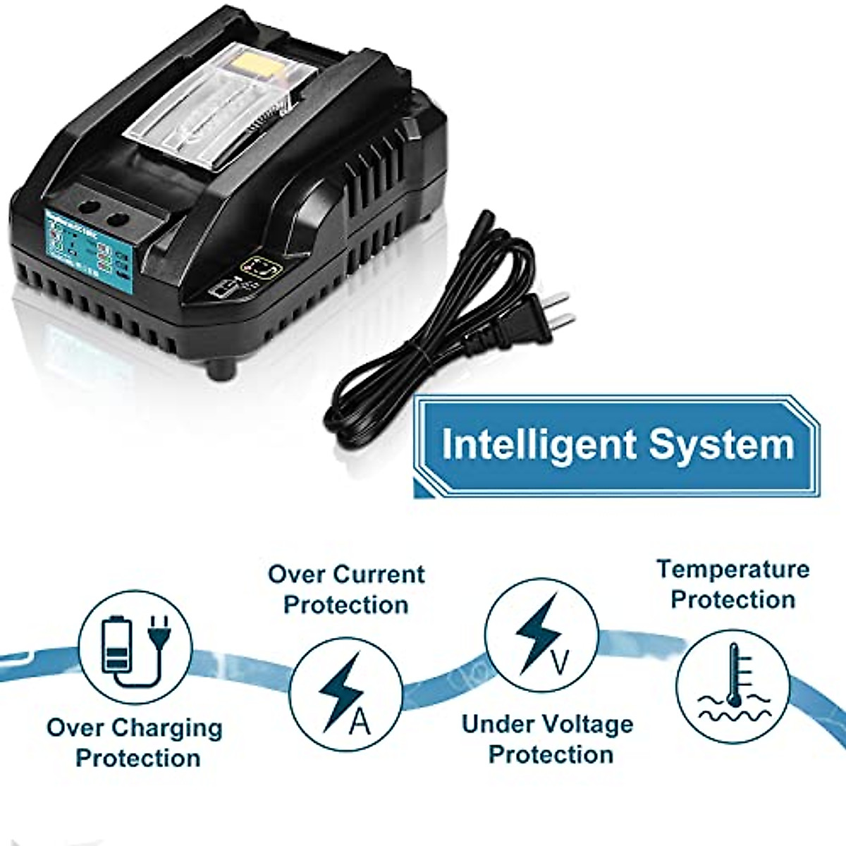 【18 Volt 6.0Ah BL1860B】 2Packs Replacement Battery and Charger for Makita 18V Battery Lithium BL1860 BL1850 BL1845 BL1840 BL1830 BL1820 BL1815 BL1860B Battery + 1 Charger for Makita 14.4v-18V Battery