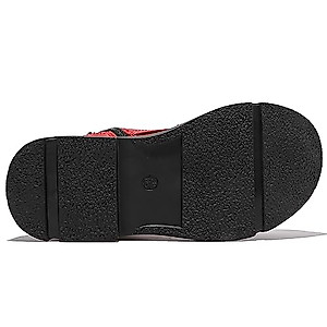 DADAWEN Boys Girls Glitter Ankle Boots Lace Up Waterproof Combat Shoes With Side Zipper for Toddler/Little Kid/Big Kid Red Glitter US Size 3 M Big Kid