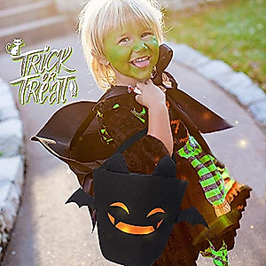 Zhenpony Halloween Trick or Treat Bags Bat Candy Bucket Reusable Canvas Bag Best Halloween Party Gifts for Kids Halloween Bucket Large