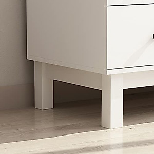 ECACAD Large Wardrobe Armoire with 4-Tier Shelves, 2 Drawers, Hanging Rod & 3 Louver Doors, Wooden Closet Storage Cabinet for Bedroom, White (48”W x 20.2”D x 71”H)