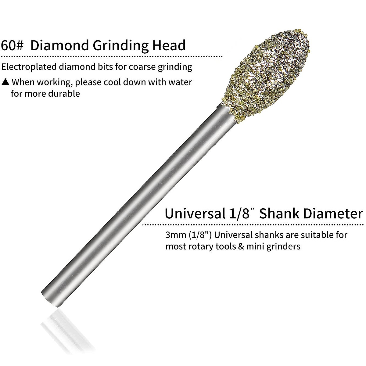 30Pcs Diamond Grinding Burr Drill Bit Stone Carving Rotary Tool Accessories Polishing Mix Set with 1/8 inch Shank, Diamond Coated Burr Bits Universal for Stone Glass Ceramics Engraving DIY Grinding
