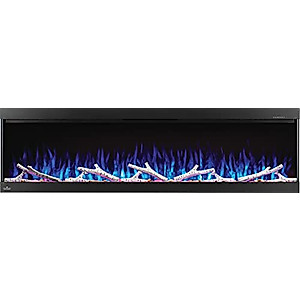 Napoleon Trivista Pictura 60 - NEFL60H3SV - Wall Hanging Electric Fireplace, 60-in, Black, Glass Front, Realistic Flames, LED Ember Bed, Adjustible Flame Height/Colours, Remote Included