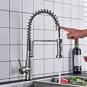 YJRIC Kitchen fau cet Brushed Pull Out Sensor Kitchen Faucet Sensitive Smart Touch Control Faucet Mixer for Kitchen Touch Sensor Kitchen Mixer Tap,Brushed Nickle