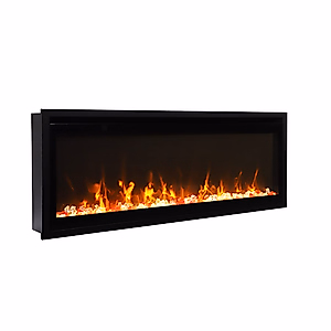 45" Extra Slim Indoor Only Electric Fireplace with Black Steel Surround