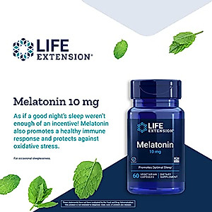 Life Extension Melatonin 10mg - for Restful Sleep, Immune Health and Hormone Balance - Supplement melatonin - 60 Vegetarian Capsules