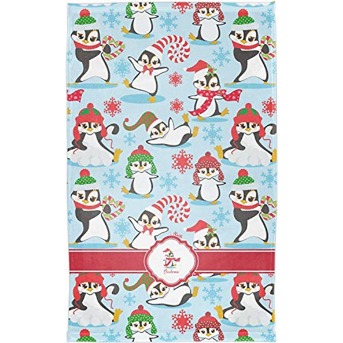 RNK Shops Christmas Penguins Finger Tip Towel - Full Print (Personalized)