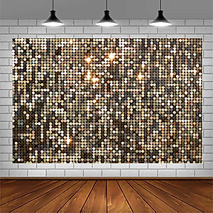 AIBIIN 7x5ft Black Gold Glitter Backdrop for Photography Golden Sequins Bokeh Birthday Party Photo Shoot Background Prom Graduation Wedding Bridal Shower Bachelorette Party Decorations Banner Props