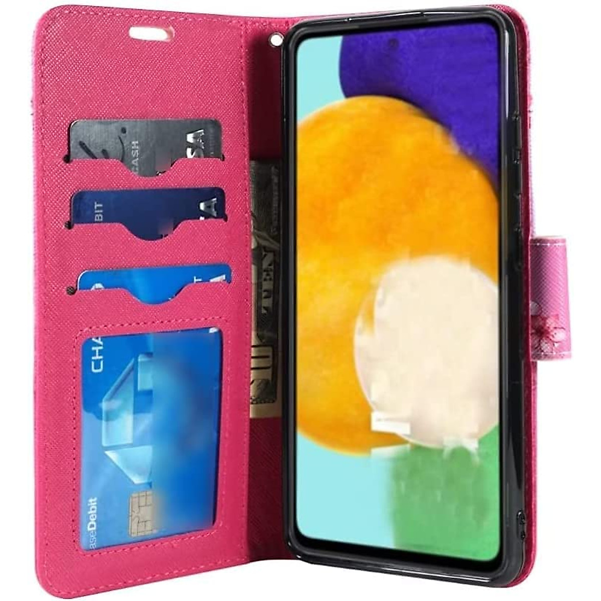 Zase Design Cover for Samsung Galaxy A54 5G Protective Wallet Phone Case Cute Woman Girls Premium PU Leather Flip Folio w/Kickstand ID Card Slot Wrist Strap Magnetic Lock (Pink Cherry Blossom)