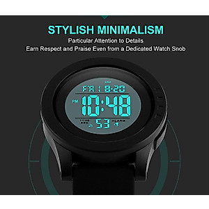 LYMFHCH Men's Digital Sports Watch LED Screen Large Face Electronics Military Watches for Men Waterproof Alarm Stopwatch Back Light Outdoor Army Watch