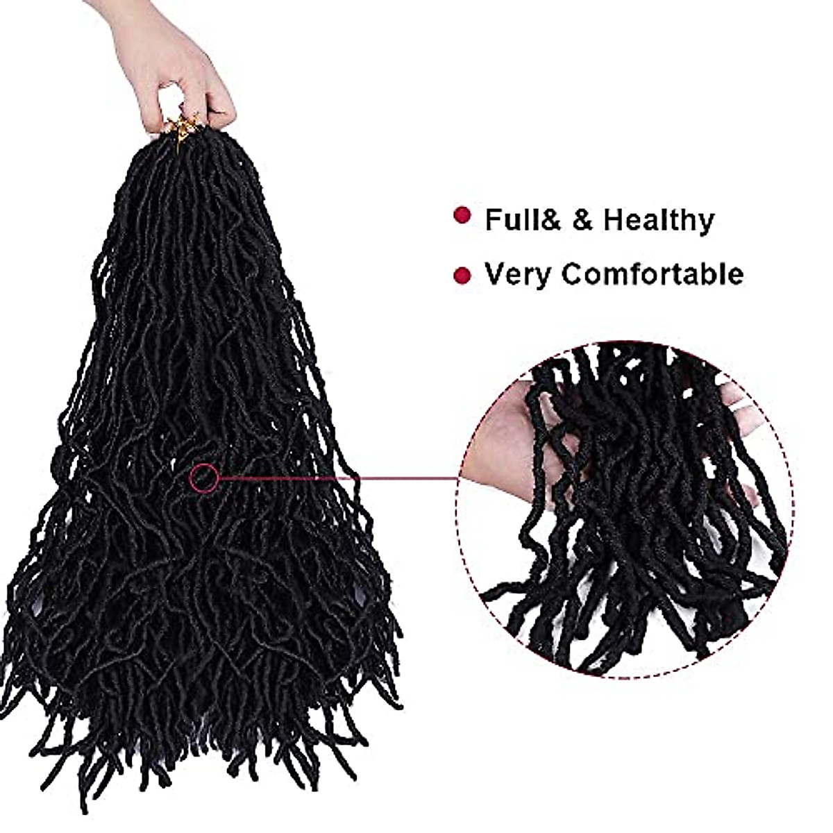 7Packs New Faux Locs 24 Inch Crochet Hair Soft Locs Curly Wavy Pre-Looped Faux Locs Goddess Synthetic Fiber Hair Extensions (24Inch,1B)