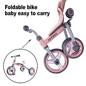 XIAPIA 4 in 1 Tricycle for Toddlers Age 2-5, Folding Toddler Bike& Toddler Tricycle& Baby Balance Bike with Adjustable Seat and Detachable Pedal, Ride-on Toys for 2 3 4 5 Years Old Boys Girls Birthday