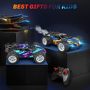 Rc Cars for Boys age 3-8, Monster Trucks Remote Control Car with Spray, 2.4Ghz Rc Drift Car Toys for 3 4 5 6 Year Old Boys Girls, 1/20 All Terrains Electric Toy Car Gift for 3-8 Year Old Boys Girls