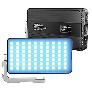 IVISII G2 RGB Portable On Camera Light, Built-in 4300mAh Lithium Battery Video Conference Lighting, 2600-10000K 12W Full Color LED Light Panel for Photography, Studio, Wedding Shooting
