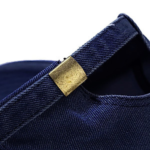 XYIYI Denim Dark Blue Vintage Washed Distressed Baseball Cap Adjustable Cotton Jean Dad Hat for Women Mens