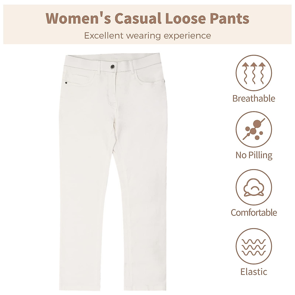 BOSREROY Wide Leg Jeans for Women, Women's High WAIS Jeans t Highly Elastic Comfort Pants for Women Girls Casual Pants White
