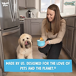 West Paw Zogoflex Toppl Interactive Treat Dispensing Dog Puzzle Play Toy, 100% Guaranteed Tough, It Floats!, Made in USA, Small, Aqua