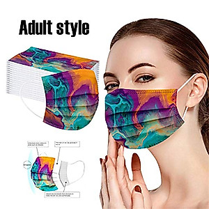 20/50/100 Pack Tie-Dye Disposable Face Protection, 3 Ply Protection Dust Women Men Breathable for Working Mowing Running Cycling Outdoor School (50 PC, Multicolor #1)