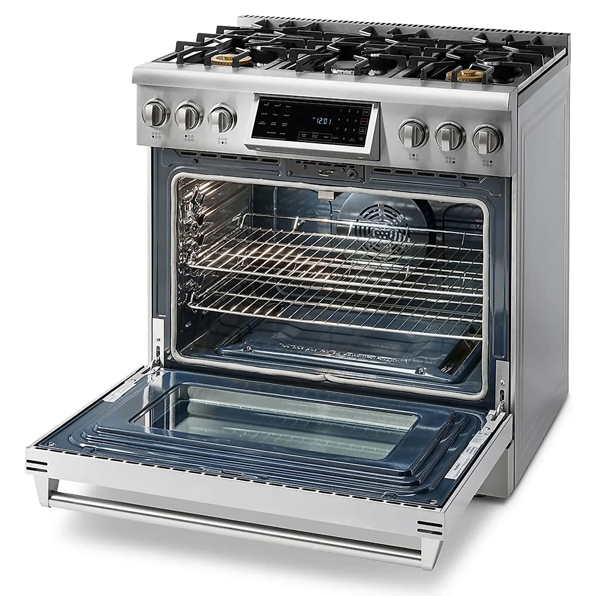 THOR Kitchen 36-Inch Gas Range with Tilt Panel and Self-Cleaning Oven in Stainless Steel - Model TRG3601