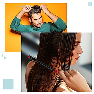 2 Pcs Small Round Hair Brush Mini Round Wood Brush Roller Quiff Hair Combs Nylon Bristles es Salon dressing for Blow Drying Curly Styling Bangs Lifting Beard Care, 2 Styles