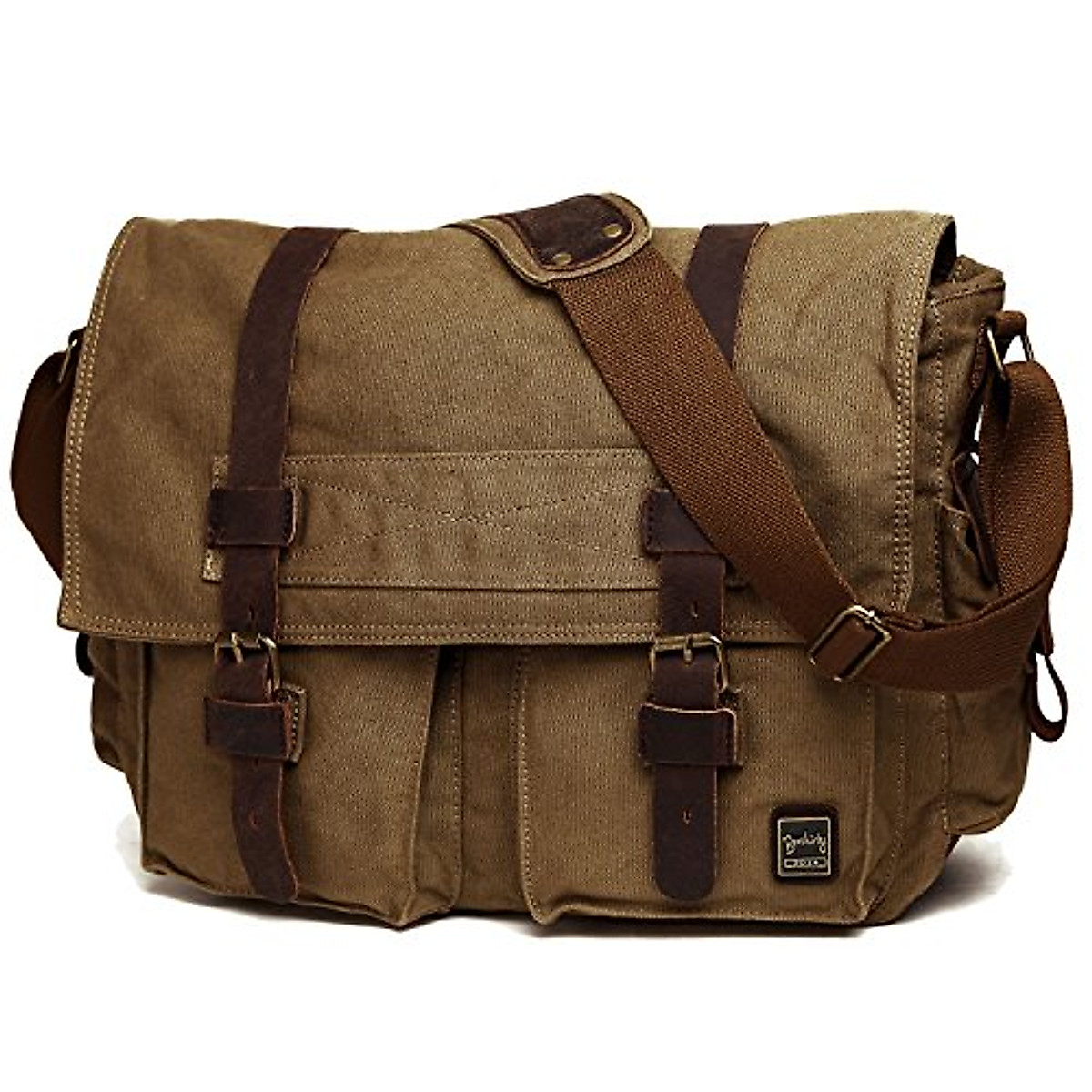 Berchirly 13.3Inch Laptop Bag Vintage Military Man Canvas Messenger Bags For Women Men