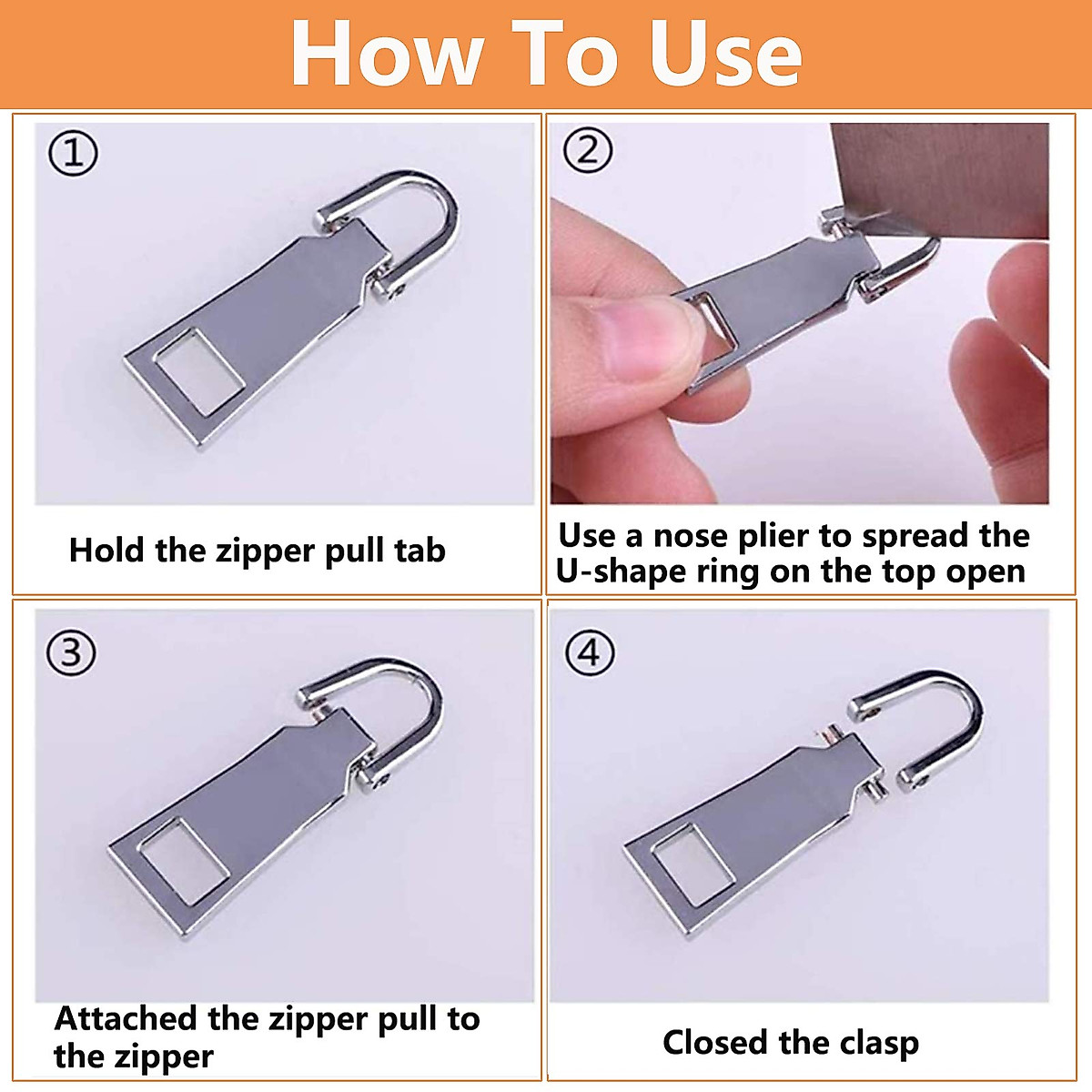 Zipper Pull Replacement,Metal Zipper Handle Mend Fixer Zipper Tab Repair for Luggage Suitcase Bag,Backpack,Jacket Bags,Coat Boots (Gold)