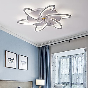 Ceiling Fan with Lights Remote Control, Bladeless Remote Control Ceiling Fans, 32.28" White Ceiling Fan with Light for Bedroom Living Room Kitchen