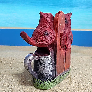 FEIYU BUY Garden Bird Statue Simulation Art Crafts Resin Bird Decorative Figurines Animal Garden Statues Birds Sculpture for Desktop Lawn Bookcase Home Decor (Red)