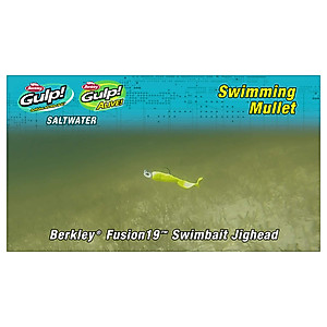 Berkley Gulp! Alive! Swimming Mullet Soft Fishing Bait, Pearl White/Chartreuse, 3in - Half Pint 4x7