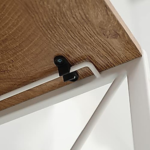 HOMCOM Folding Computer Desk, 47.25" Wide Home Office Writing Desk with Metal Frame, Natural