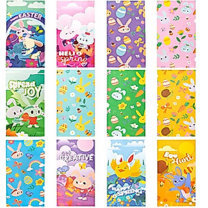 JOYIN 72 Pcs Easter Goodie Paper Bags, Flat Bottom Candy Bags for Kids Eggs Hunt, Easter Party Supplies Treat Bags