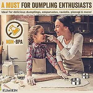 KUMIKIN Dumpling Maker – Empanada Maker Press Set of 3 – Food-Grade Stainless Steel Dumpling Press in 3 Sizes – Pierogi Maker with Included Recipe eBook – Easy to Use and Multifunctional