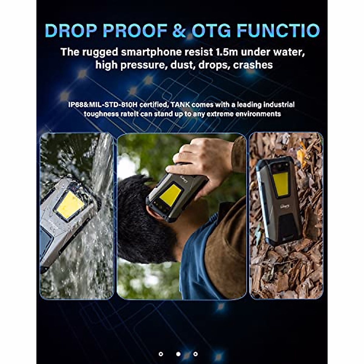 Unihertz Tank 4G Rugged Smartphone with 22000mAh Largest Battery, 66W Fast Charging, 6.81" FHD, 108MP Camera 20MP Night Vision, IP68 Waterproof 8GB+256GB, Fingerprint/Face Recognition