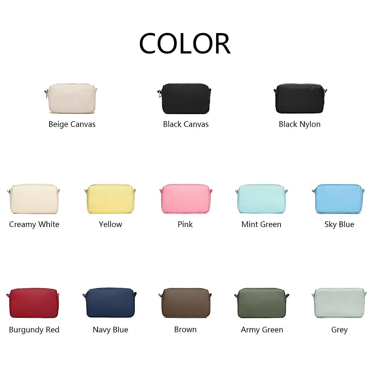 YONBEN Organizer Bag -Lightweight Cosmetic Bag with Ring Clasp, Perfect Travel Makeup Bag for Women,nylon Stand Up Design (Beige/Canvas)