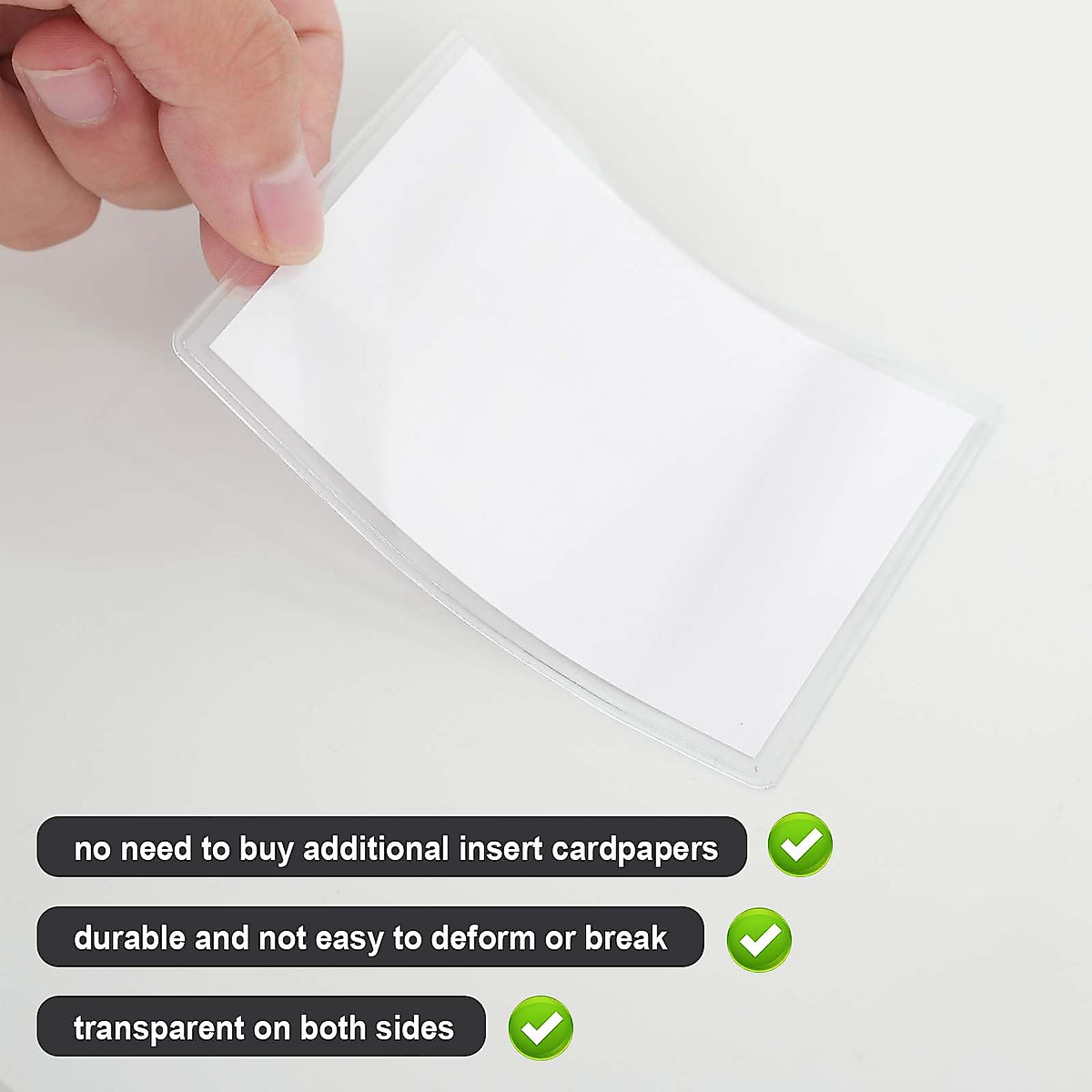 wexpw 50 Pieces 3x4 inch Adhesive Plastic Pockets Sleeves with 50 Pieces White Insert Cards, Self Adhesive Clear Label Holder Index Card Pocket Sleeves Clear Plastic Sticky Labels Holders