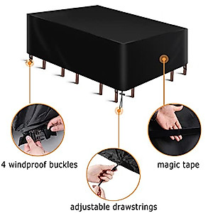 Bliifuu Patio Furniture Set Cover Waterproof, Extra Large 600D Oxford Heavy Duty Patio Table and Chair Covers for All Weathers, Durable for Large Outdoor Sectional Sofa Sets 128" L x 71" W x 28" H"