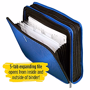 Five Star 2 Inch Zipper Binder, 3 Ring Binder, 6-Pocket Expanding File, Durable, Color Selected for You, 1 Count (29592)